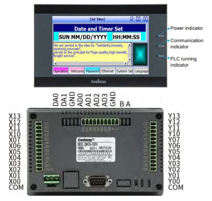 RS232 RS485 HMI PLC All In One Resistive HMI Automation Touch Panel PLC