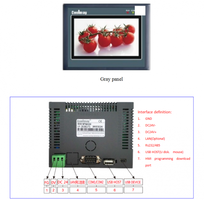 120×94mm Cutout HMI Control Panel 300cd/M2 LED Backlight WINCE 5.0