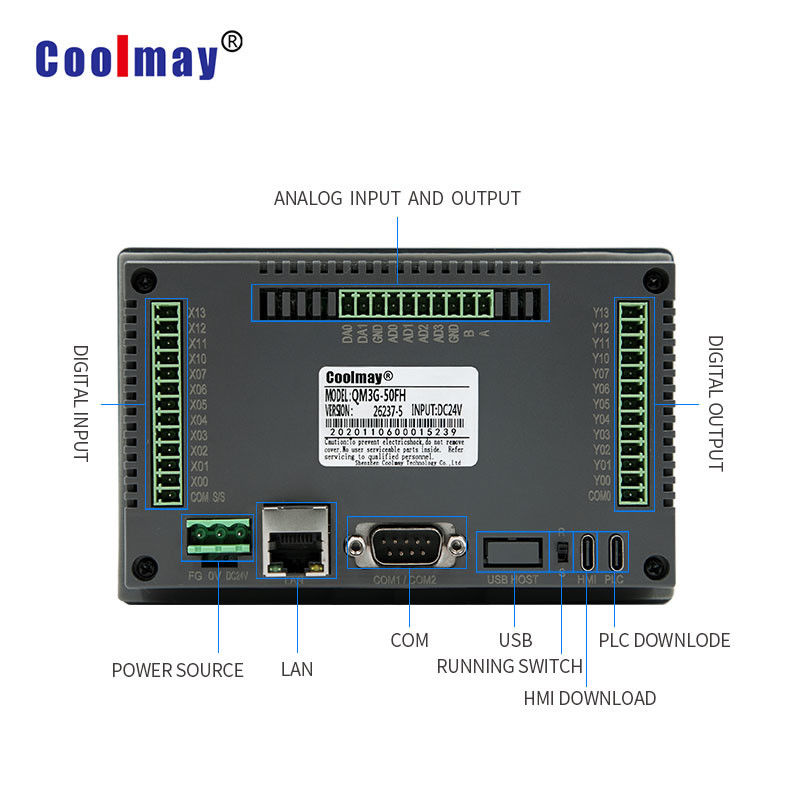2A Point MOS Tube PLC HMI Panel 4AI 2AO Loại C NPN thụ động